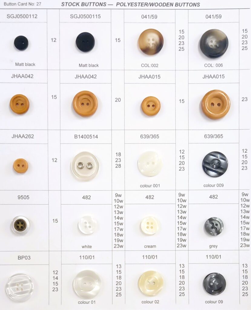 Polyester & Wooden Buttons | E&M Greenfield